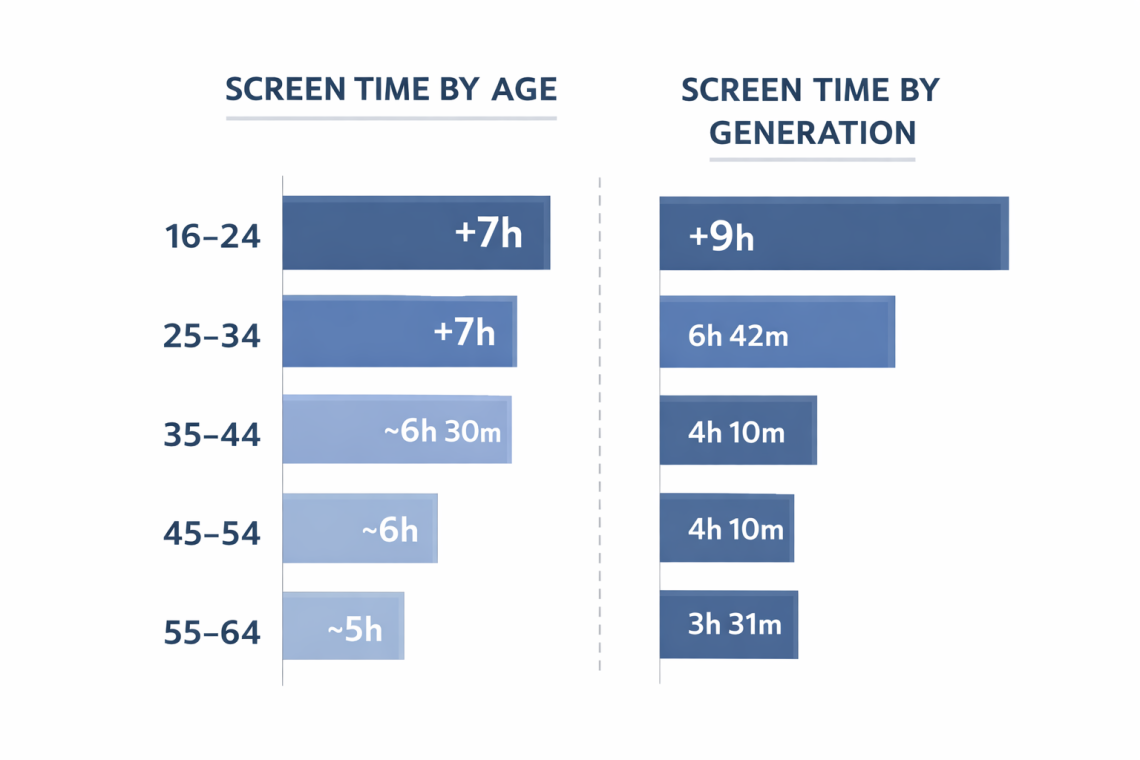 Average Screen Time Statistics In 2025 (Age & Countries)